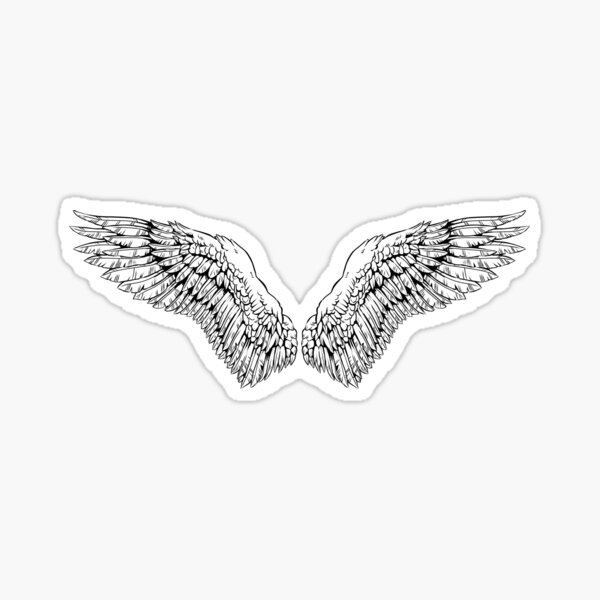 "Pair Of Detailed Wings, Black Lineart" Sticker by ArtPau | Redbubble