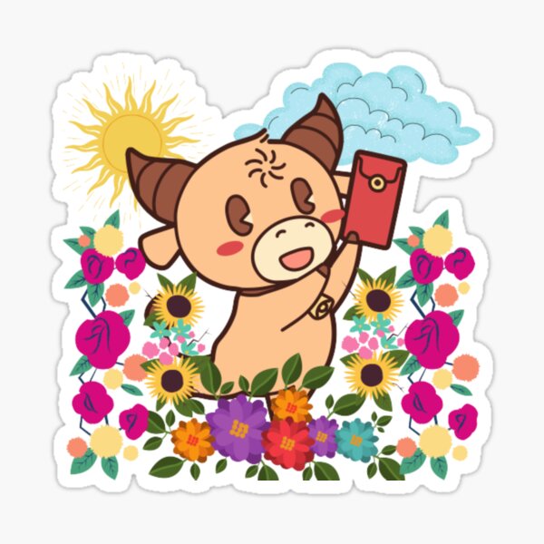 "Happy Ox New Year Chinese Zodiac Sign" Sticker by ArtOfStars | Redbubble