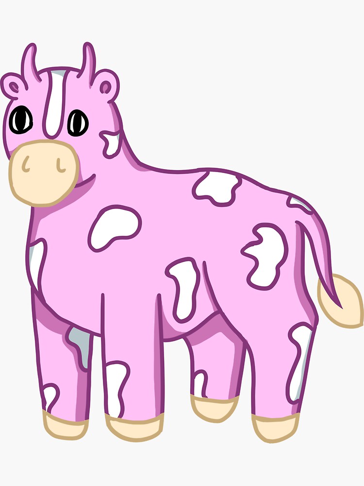 "Pink Chubby Cow" Sticker for Sale by Mo0ny | Redbubble