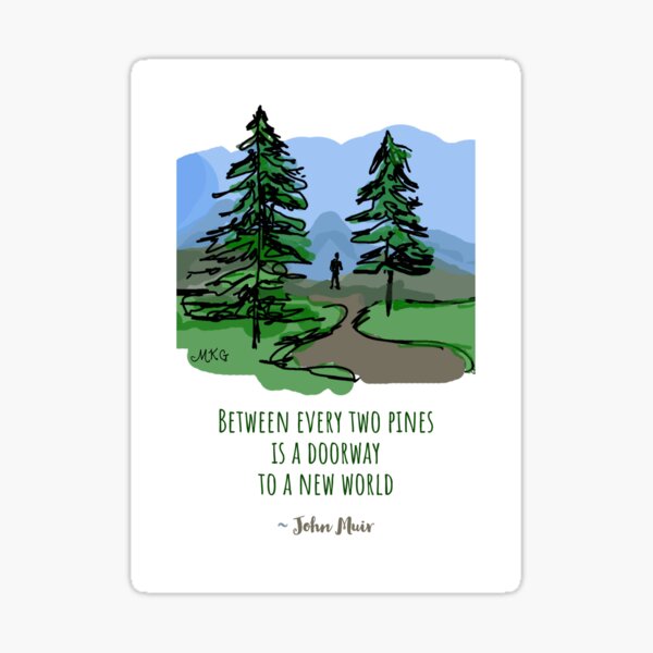 "Hand Illustrated John Muir Nature Quote, Between Every Two Pines is ...