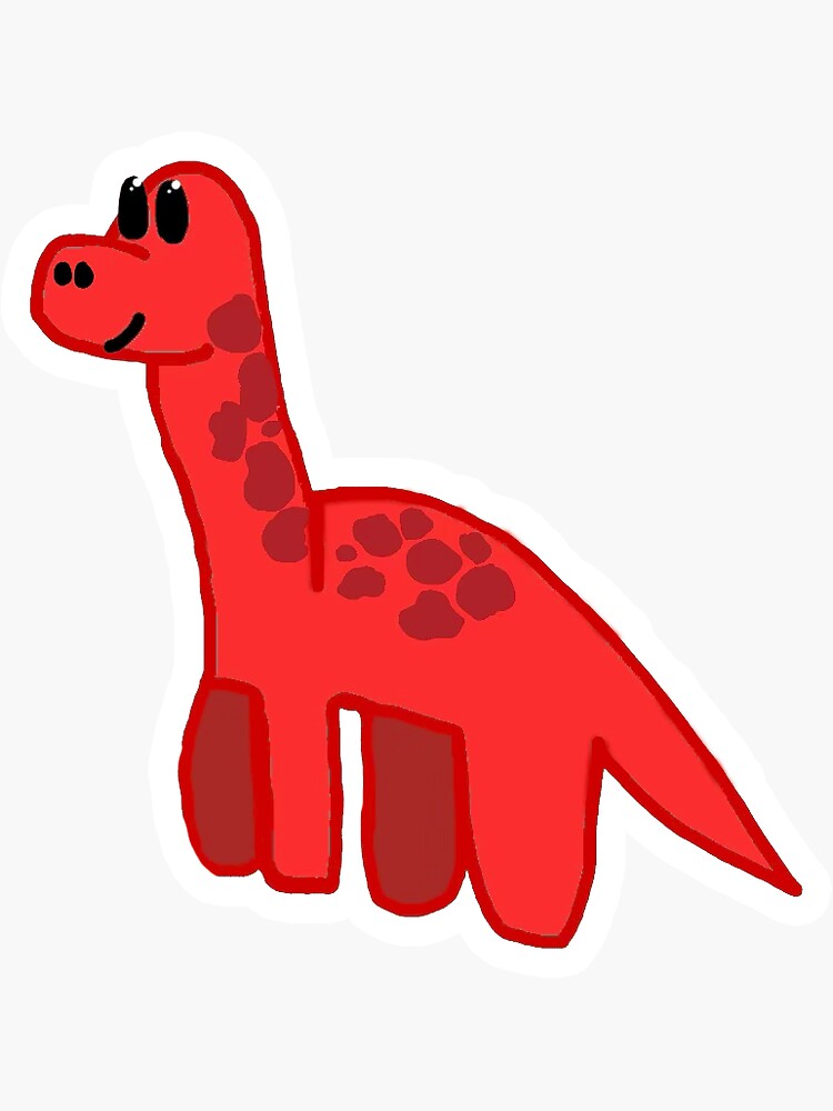 "Cartoon Red Brontosaurus Sticker" Sticker by StickerSaurusCo | Redbubble
