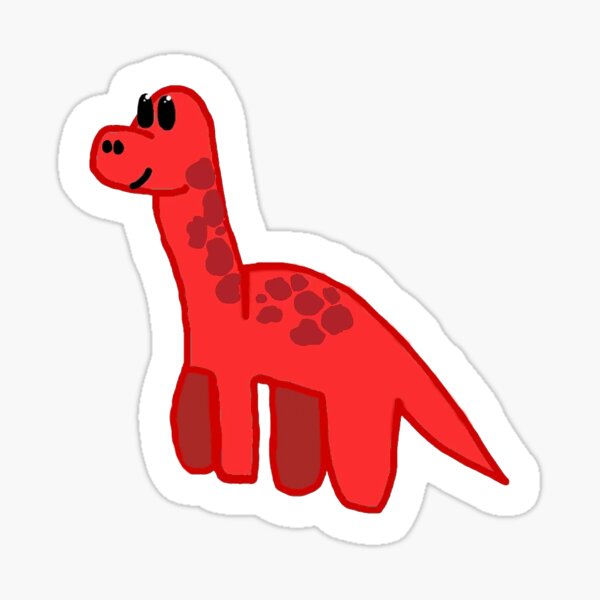 "Cartoon Red Brontosaurus Sticker" Sticker by StickerSaurusCo | Redbubble