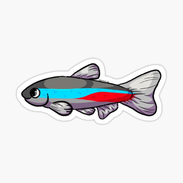 "Neon tetra" Sticker by DoomsageDoodles | Redbubble