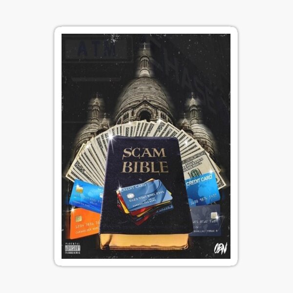 Pegatina «OBN DEV Scam biblia portada» de MrMyagii | Redbubble