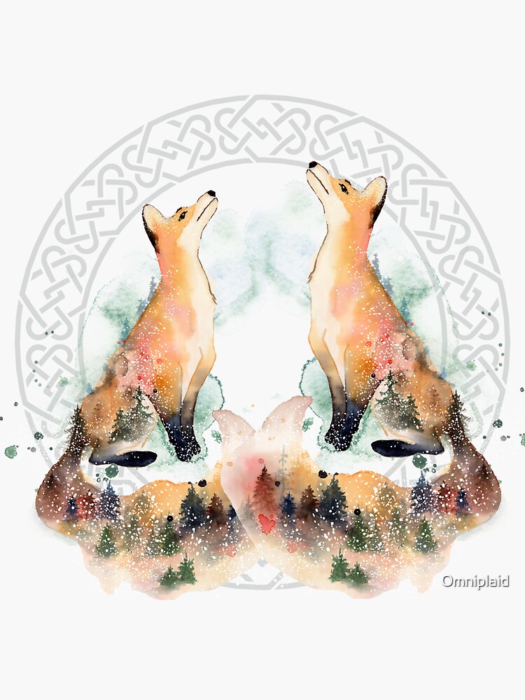 "Celtic Fox Pair" Sticker for Sale by Omniplaid | Redbubble