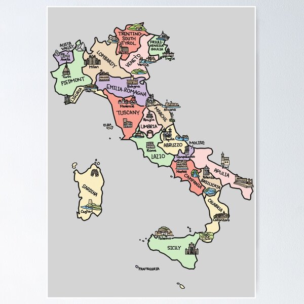 "Colorful Map of Italy " Poster for Sale by Sheridan T | Redbubble