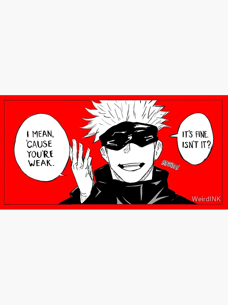 Gojo Satoru Weak Manga Panel Red Poster By Weirdink Redbubble