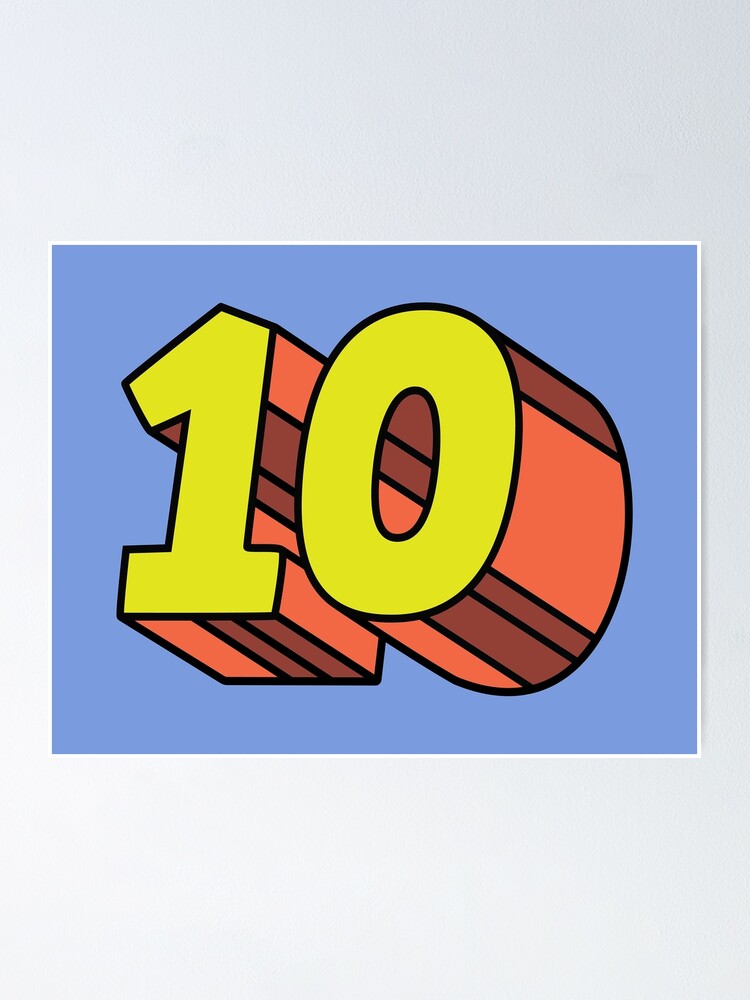 Póster «Número diez de dibujos animados en 3D» de Planet-Pop | Redbubble