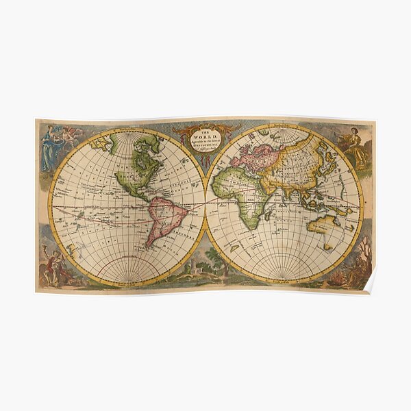 "Vintage Map of the World - Thomas Jeffreys (1754)" Poster by ...