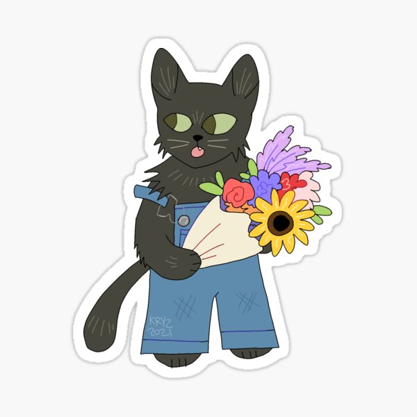 "Cottagecore Cat with Flowers" Sticker for Sale by Krystynatheswag ...