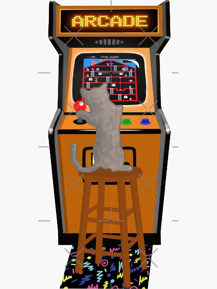 "Arcade Cat" Sticker for Sale by GeekPopDesigns | Redbubble