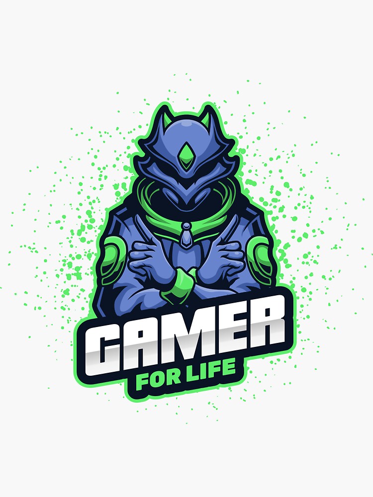 "Gamer for Life with Futuristic Ninja Warrior" Sticker by PRIVARSHU ...