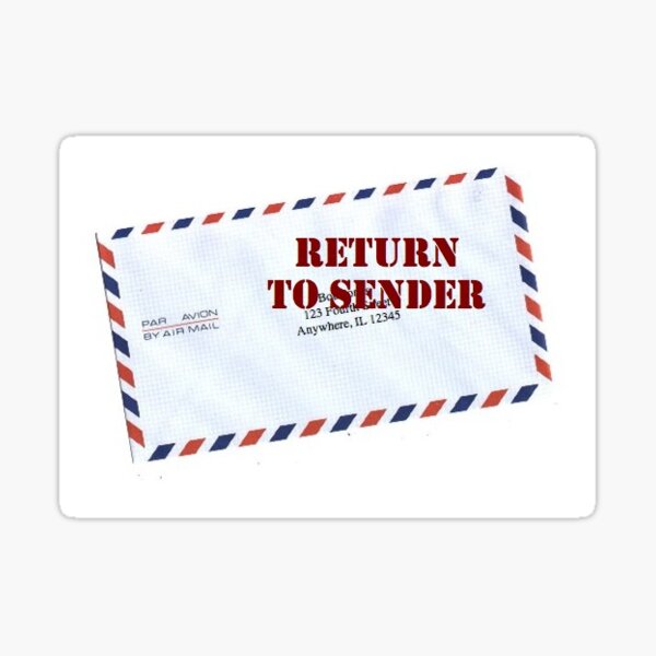 "return to sender " Sticker for Sale by Singerevita | Redbubble