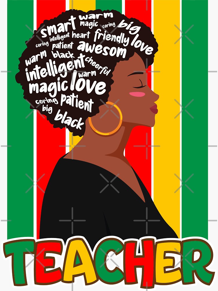 "Black Women Teacher Afro Retro Black History Month" Sticker for Sale by kiddrokids | Redbubble