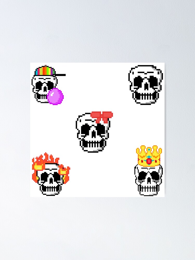 "Skull Sticker Pack 2 - Pixel Art Collection" Poster for Sale by ...