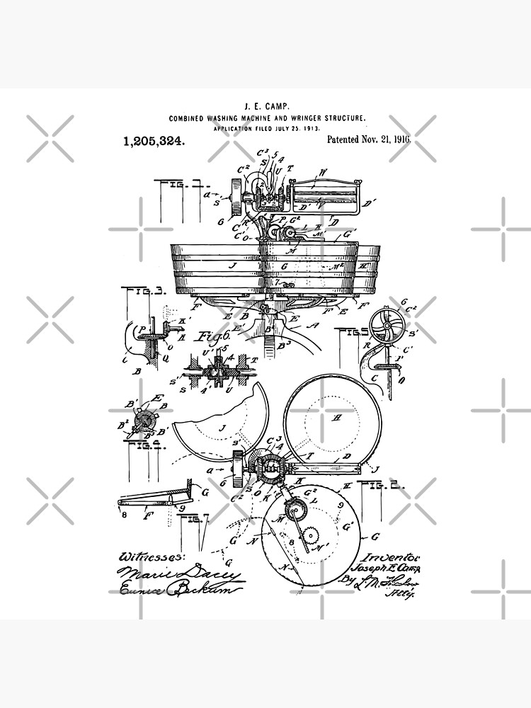 "Washing Machine patent 1916" Poster for Sale by anodyle | Redbubble
