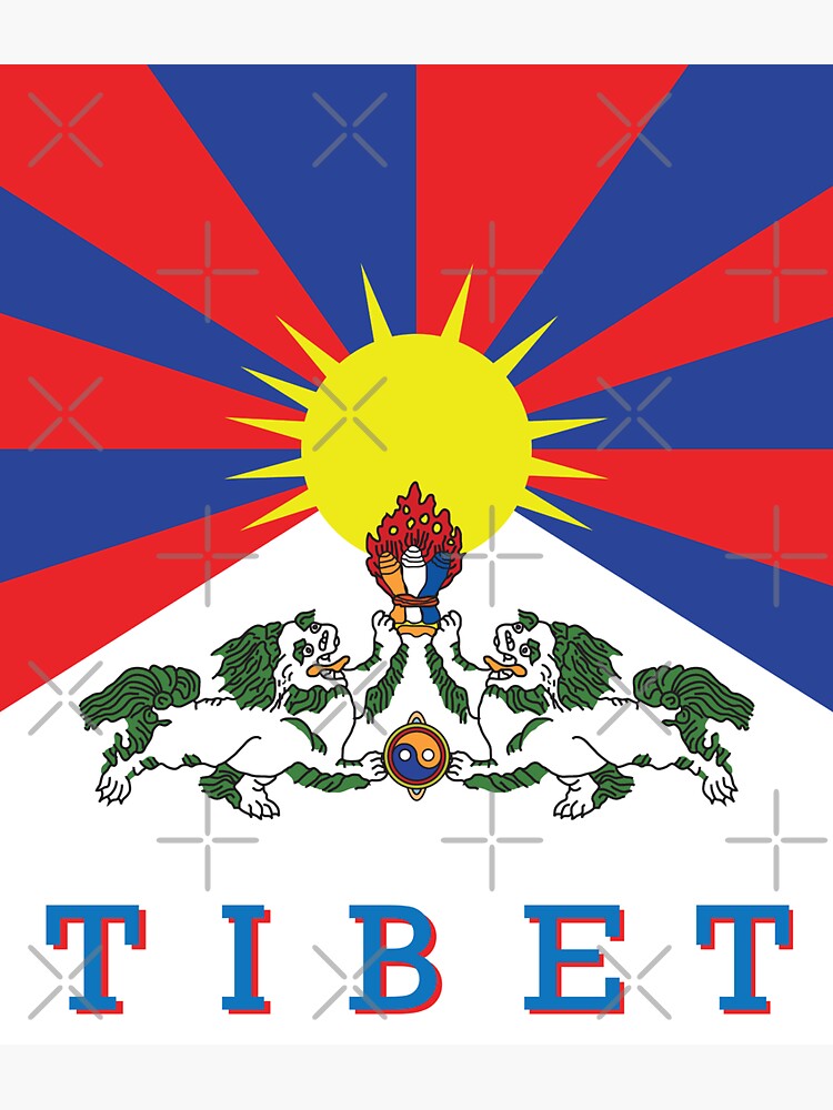 "Tibet Tibetan flag tibetan art design" Sticker by tsewangdorjee ...