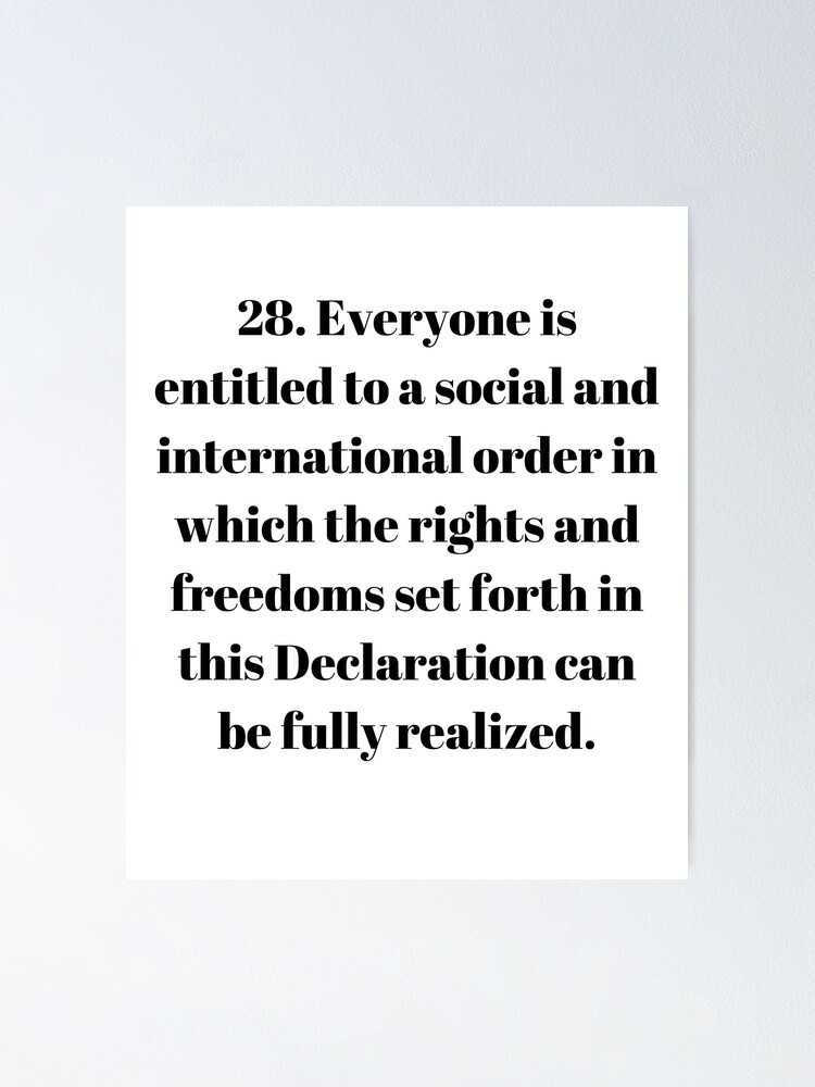 "Universal Declaration of Human Rights Article 28" Poster for Sale by Freihalt | Redbubble