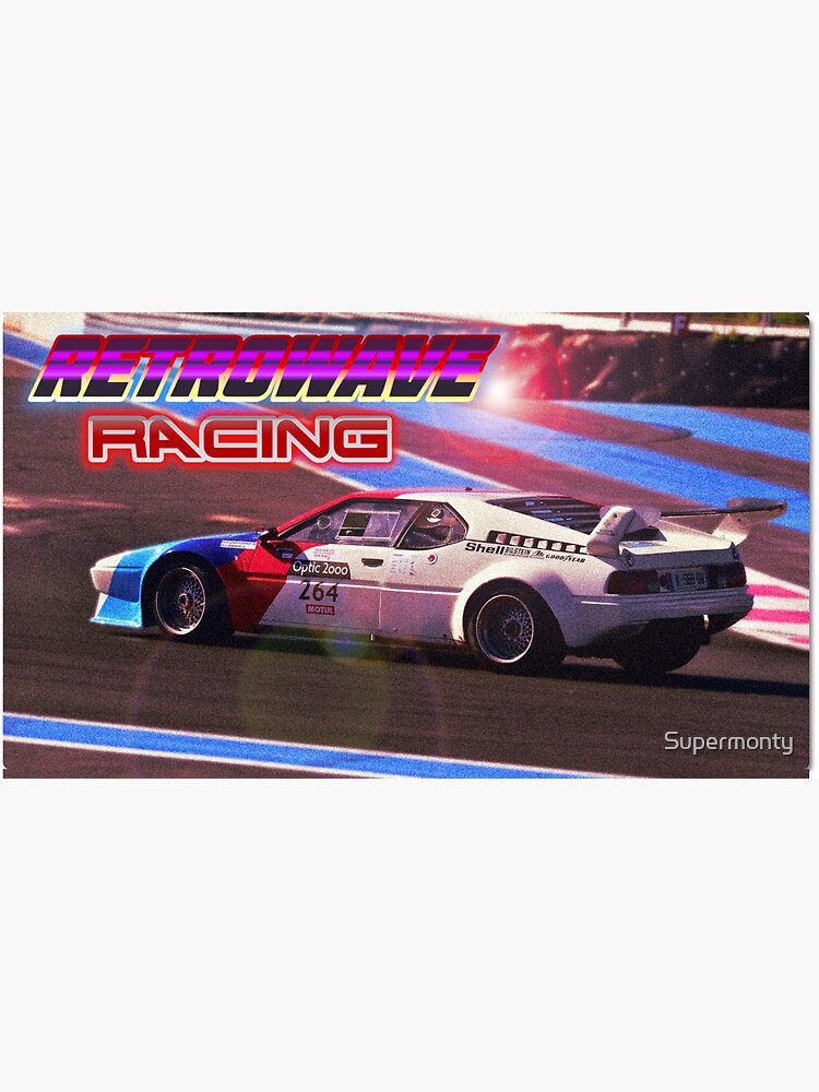 "retrowave racing M1 style" Sticker by Supermonty | Redbubble
