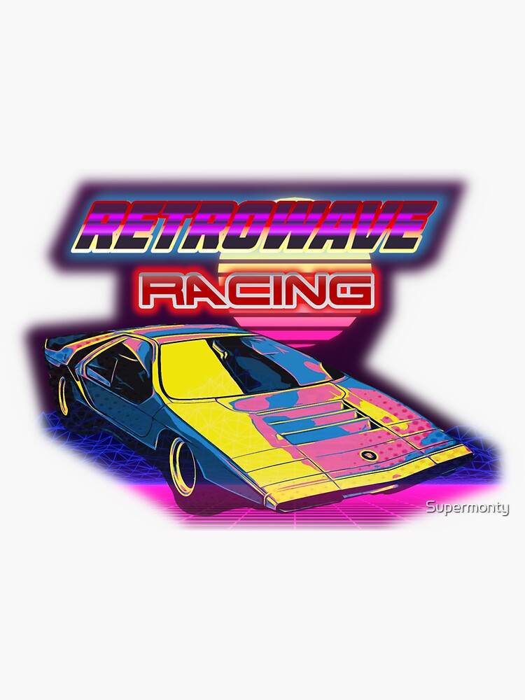 "retrowave racing supercar decal" Sticker by Supermonty | Redbubble