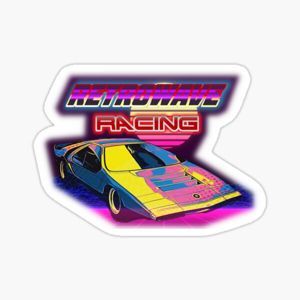 "retrowave racing supercar decal" Sticker by Supermonty | Redbubble