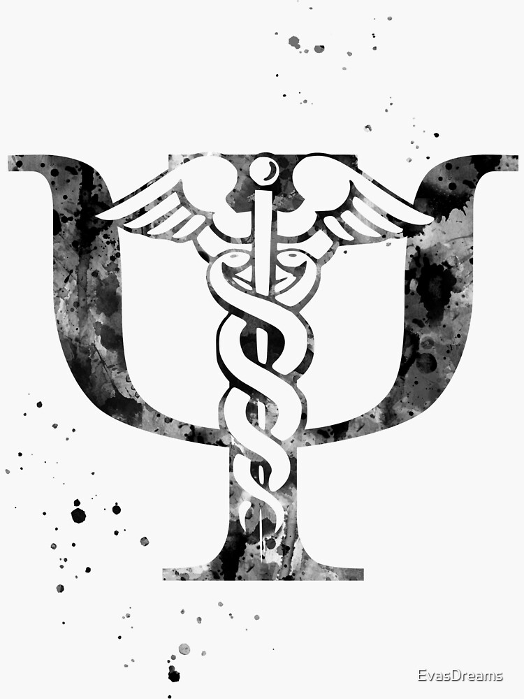 Pegatina «Símbolo de psiquiatría Psi y Vara de Asclepio» de EvasDreams ...