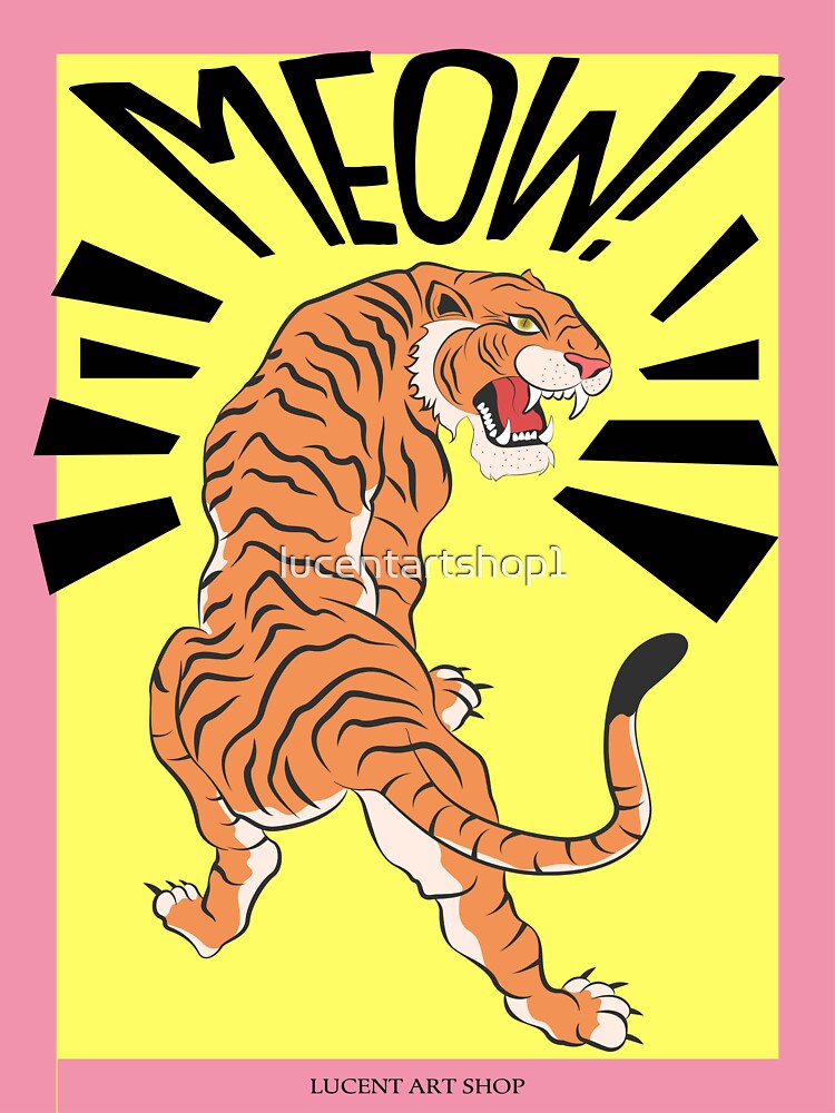 "Tiger Meow Illustration" Sticker by lucentartshop1 | Redbubble