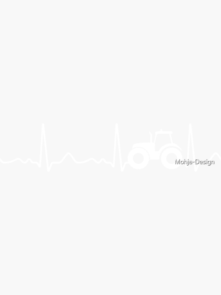 "Tractor - heartbeat, pulse, heart line, EKG" Sticker by Mohja-Design ...