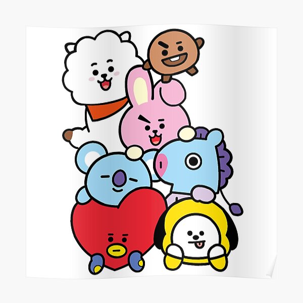 "Bt21 cute characters " Poster by Black-Viole22 | Redbubble