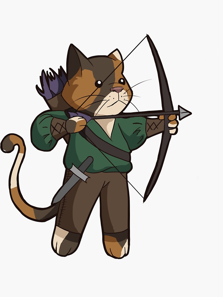 "Dungeons and Dragons Cat: Ranger" Sticker for Sale by ShouseStudio ...