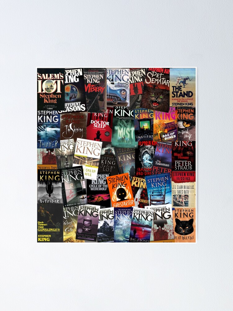 "Stephen King Book Covers, Horror Bookworm" Poster for Sale by ...