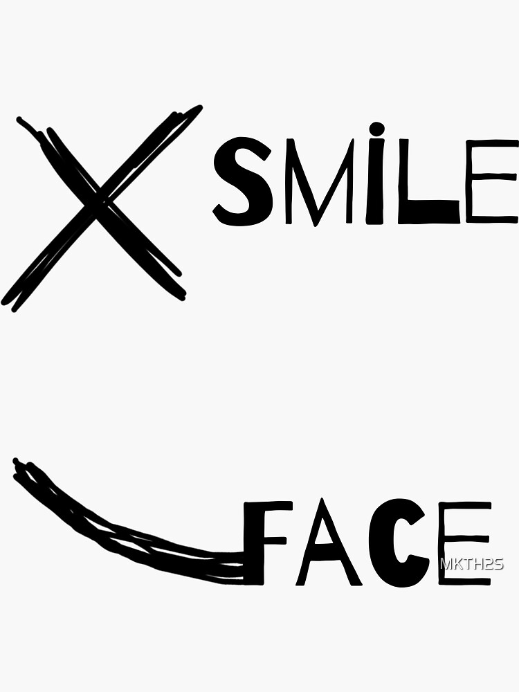 "Half Smile Face Sticker X" Sticker by MKTH2S | Redbubble