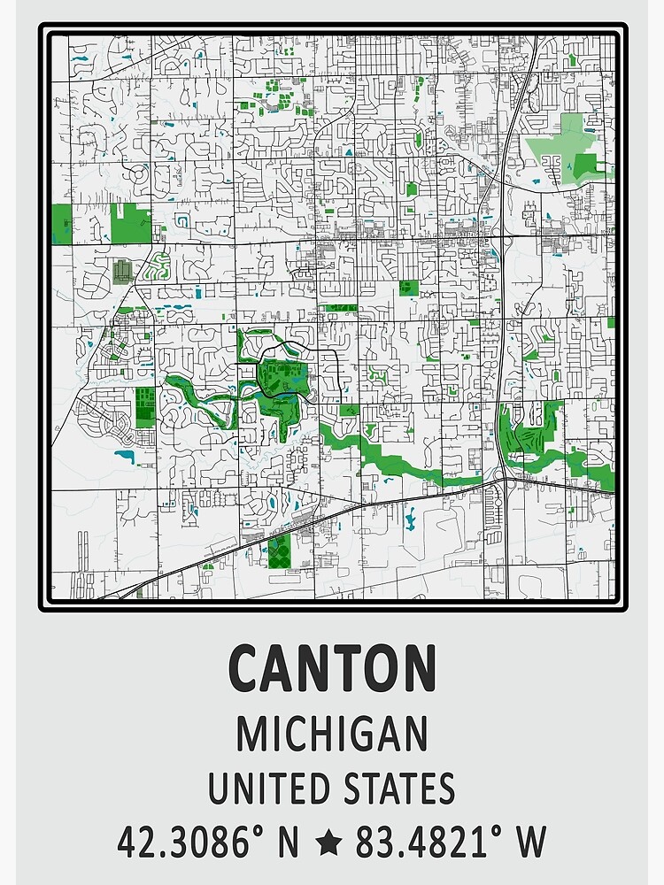 Canton, Michigan Minimalist City Map For Home And Office Premium Matte ...