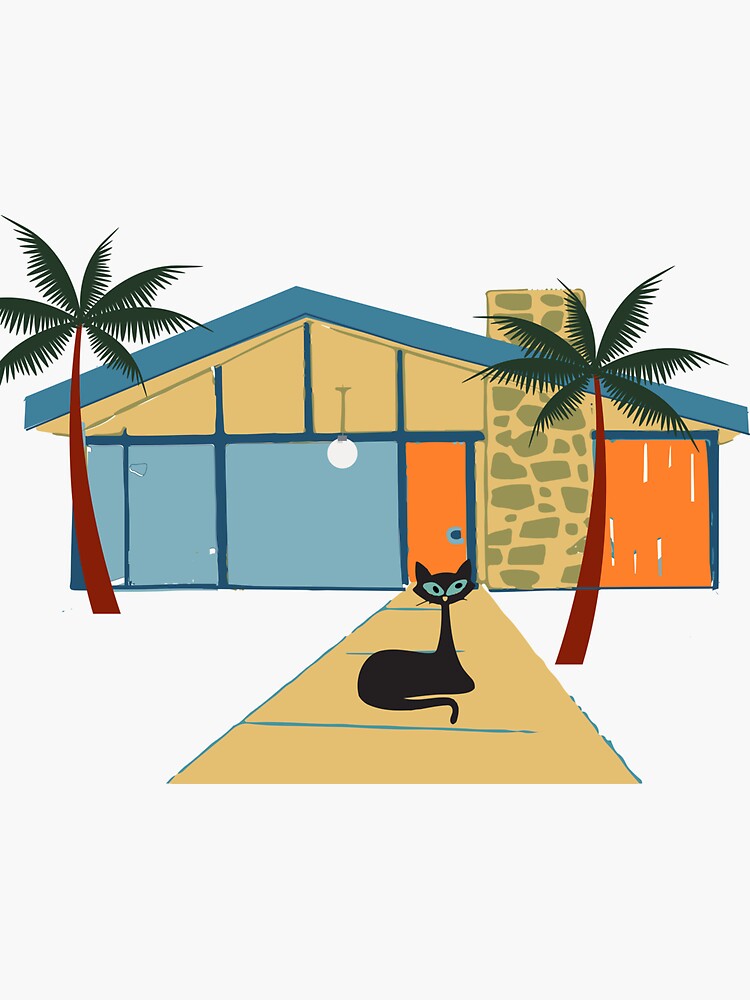 "Palm Springs MCM Cat" Sticker by LisWilliams | Redbubble