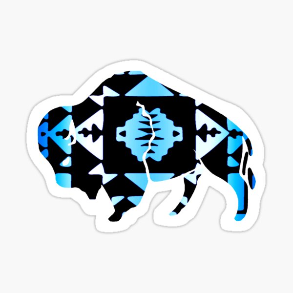 "Bright Blue / White Gradient Native Print Buffalo " Sticker for Sale ...