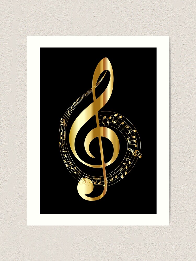 "Gold treble clef and music score" Art Print for Sale by pixxart ...