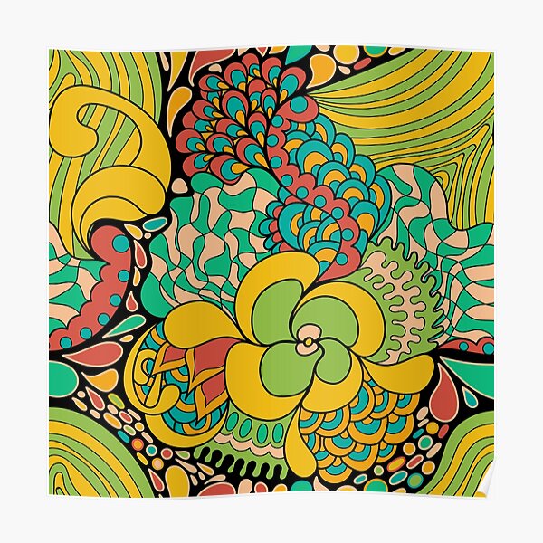 "60s hippie psychedelic pattern" Poster for Sale by Argunika | Redbubble