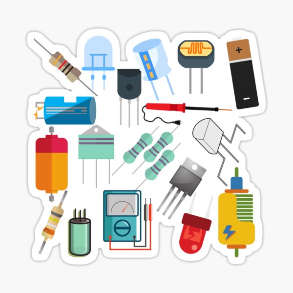"Electronics components collage art" Sticker for Sale by EngineersArt ...