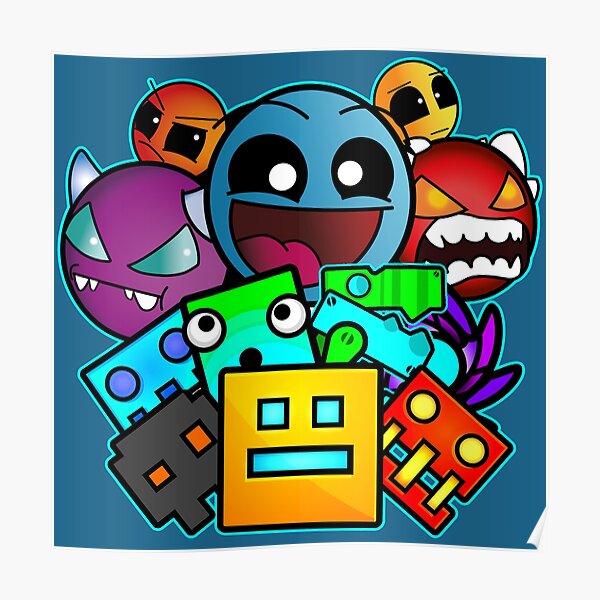 "geometry dash old school gaming" Poster for Sale by lukyme | Redbubble