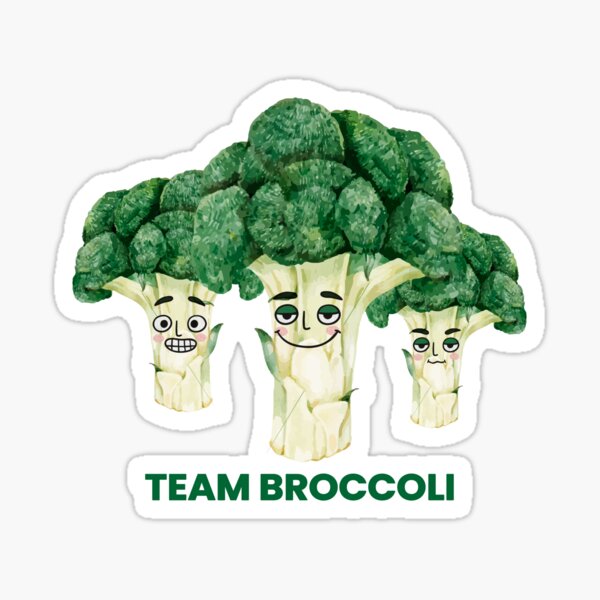 "Team Broccoli With Cartoon Faces." Sticker for Sale by BeBroccoli ...