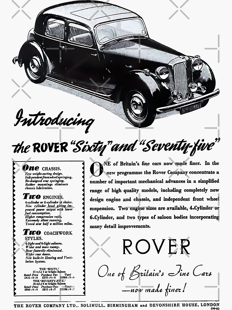"ROVER P3 - 60 AND 75 - ADVERT" Sticker by ThrowbackM3 | Redbubble