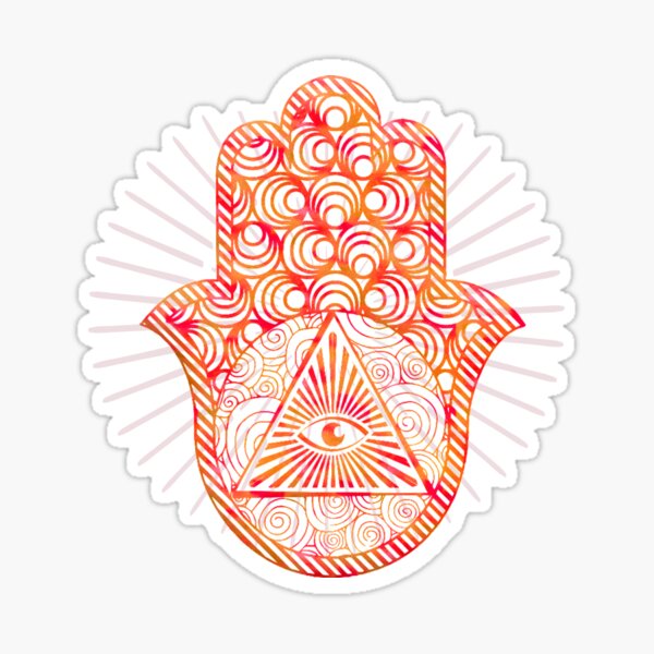 "Hand of Hamza protect sign - red and gold mystical symbol" Sticker by ...