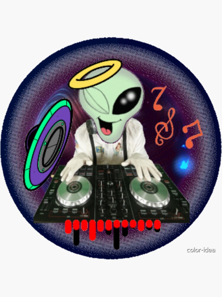 "Dj Aliens sticker" Sticker by color-idea | Redbubble