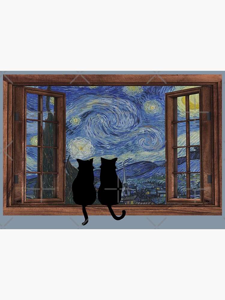 "Cats In Window Under A Starry Night - Starry Night Cats" Photographic ...