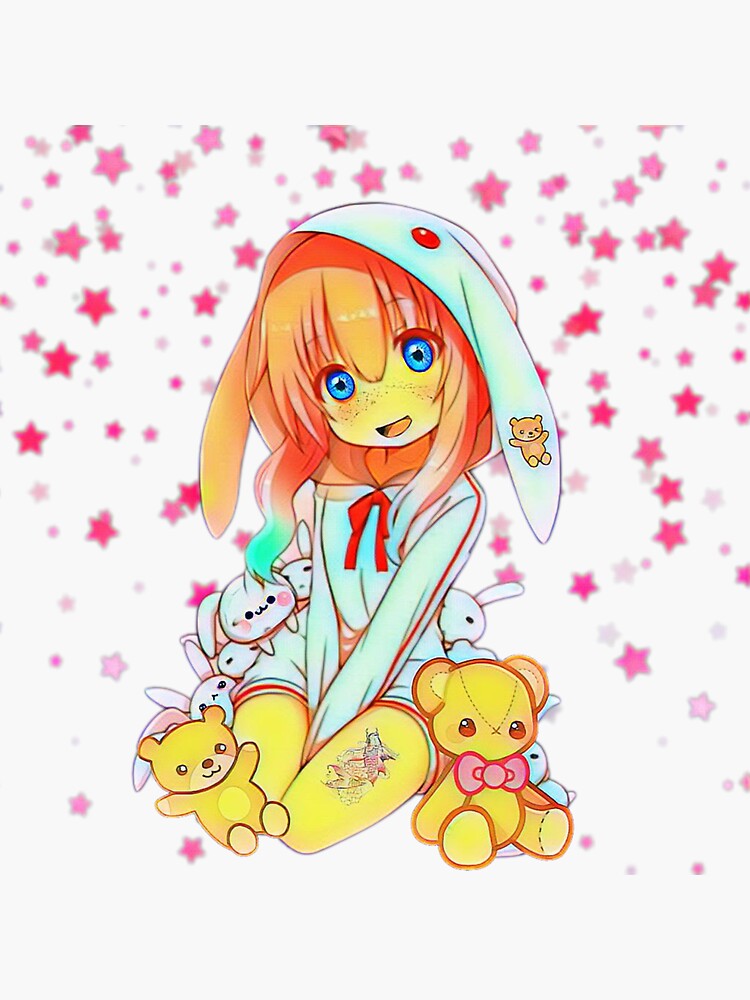 "kawaii anime bunny girl" Sticker by houseme98 | Redbubble
