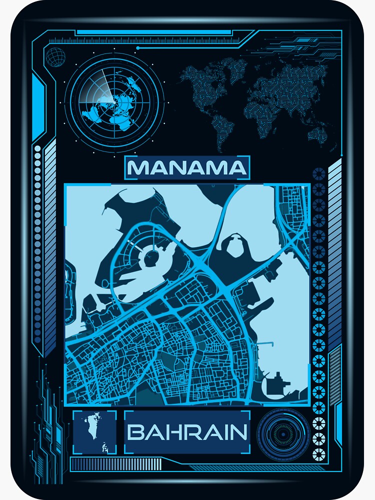"MANAMA MAP BAHRAIN" Sticker for Sale by hatimelhag | Redbubble