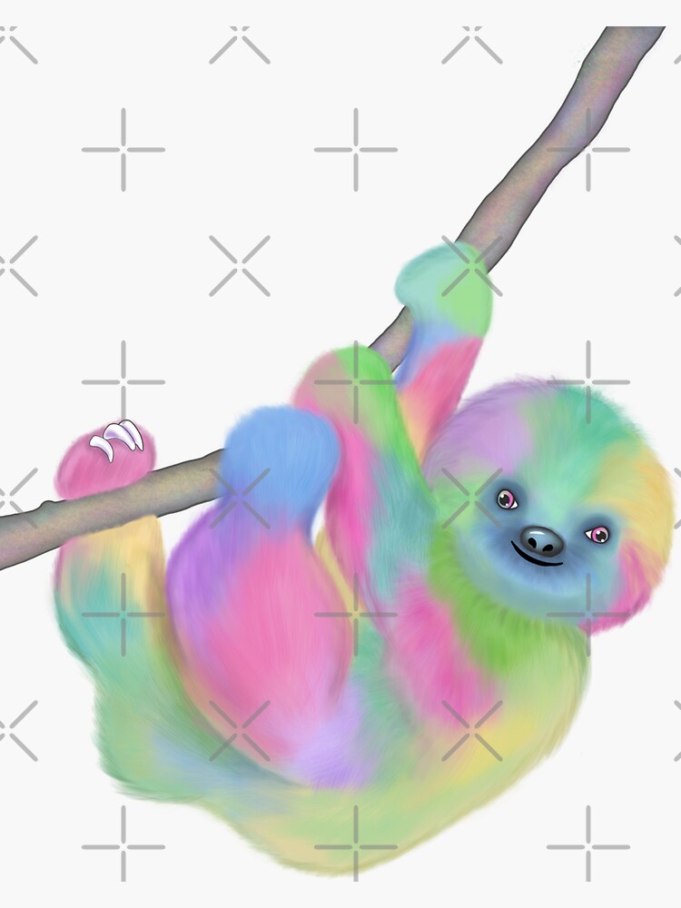 "Rainbow sloth" Sticker by Kirstybarlow90 | Redbubble