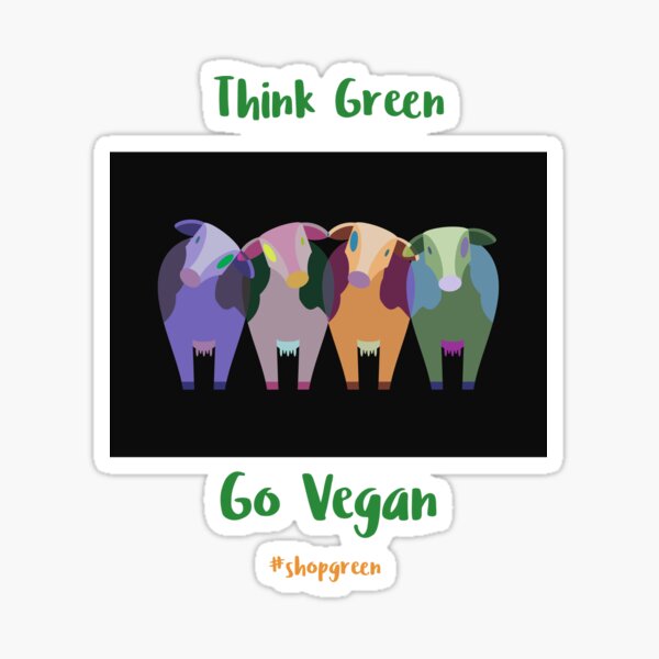 "Cute colorful cows - think green" Sticker by doggoproject | Redbubble