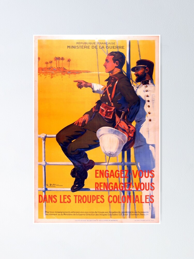 "Old French Military Recruitment Poster (Troupes Coloniales 2)" Poster ...