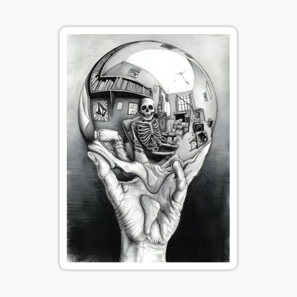 "Escher Hand Sphere" Sticker for Sale by Artone369 | Redbubble